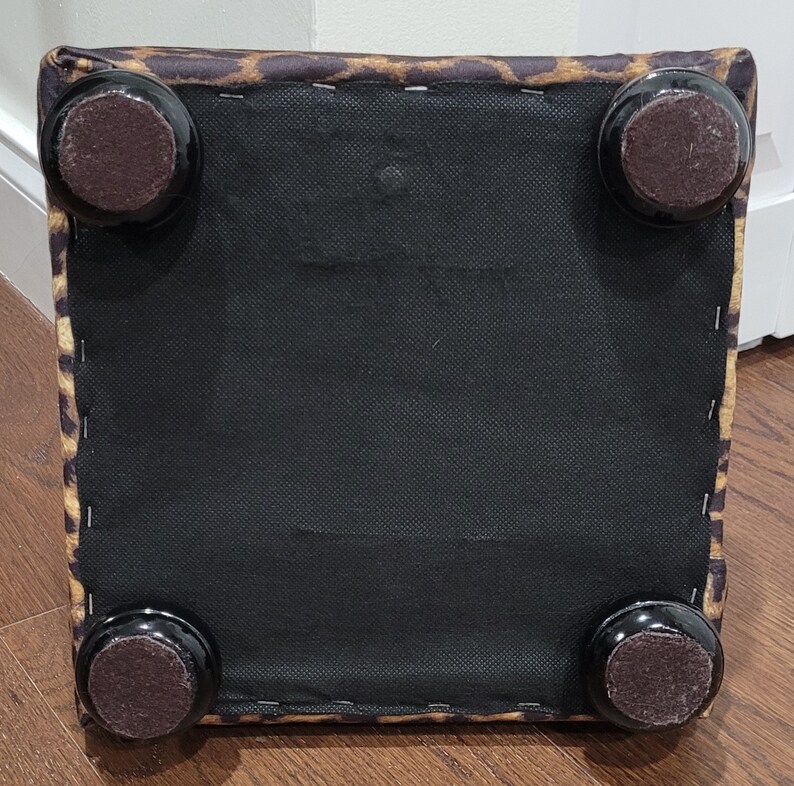 Newly Upholstered Leopard Print Footstool With Newly Painted - Etsy