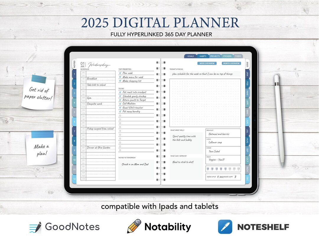 2025 Digital Planner - Goodnotes Planner - iPad Planner - Daily Planner ...