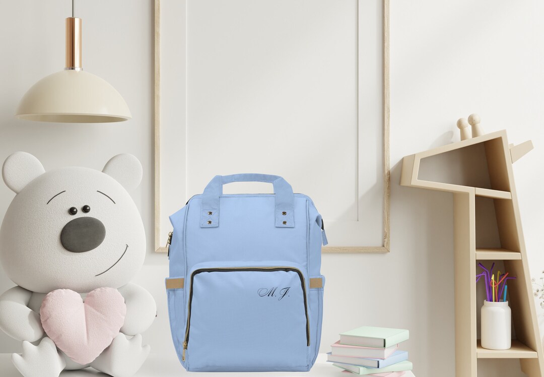 Light Blue Diaper Backpack Personalized With Baby/mom Initials ...