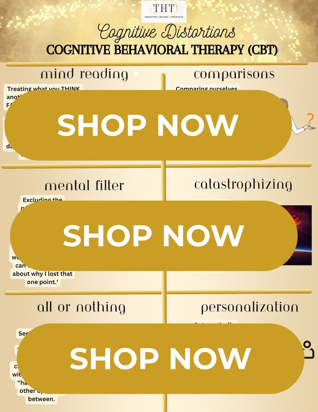 Cognitive Behavioral Therapy Cbt Cognitive Distortions Etsy