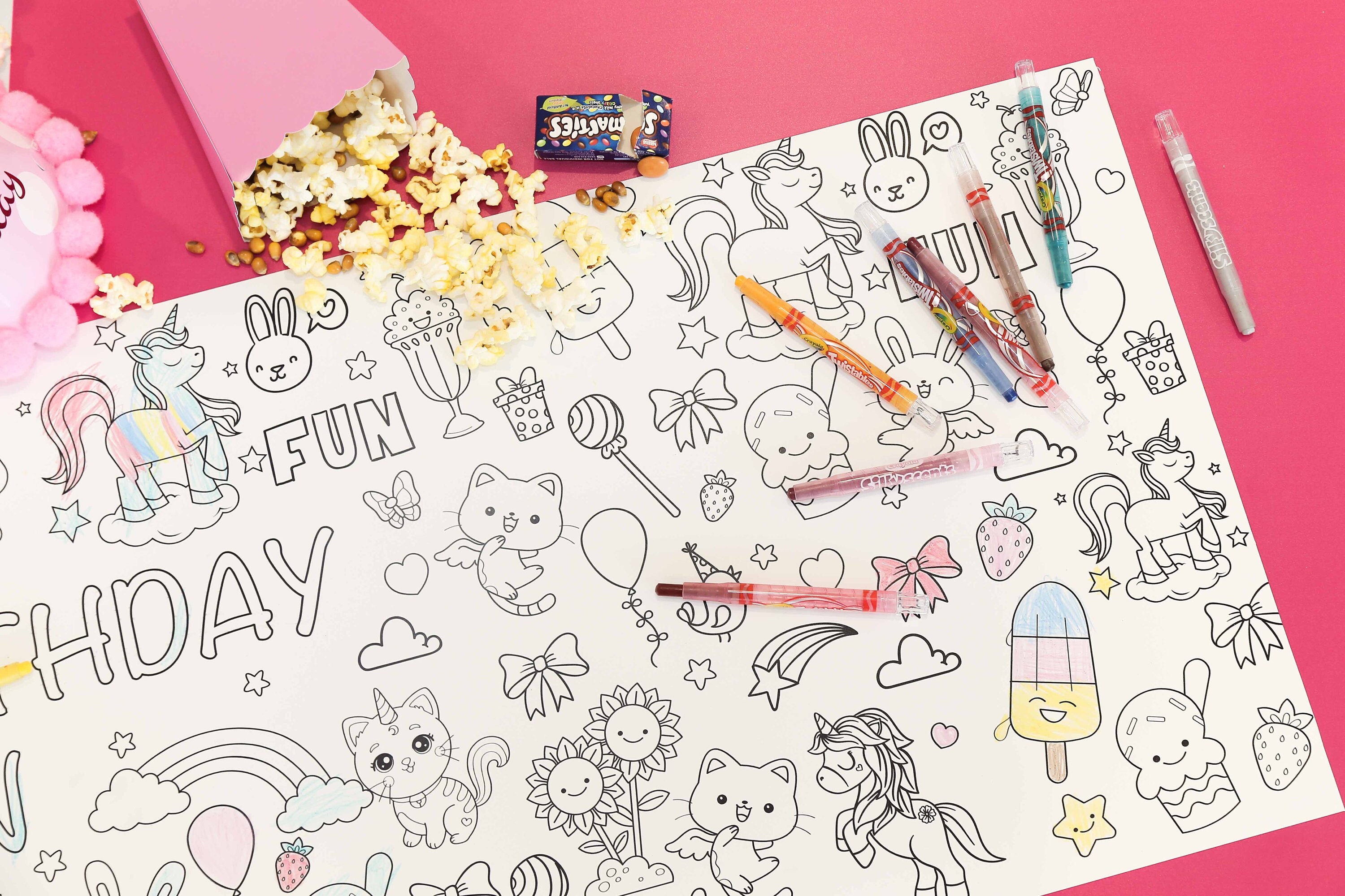 Unicorn Colouring in Table Runner Waterproof Vinyl 2 Sizes Available - Etsy