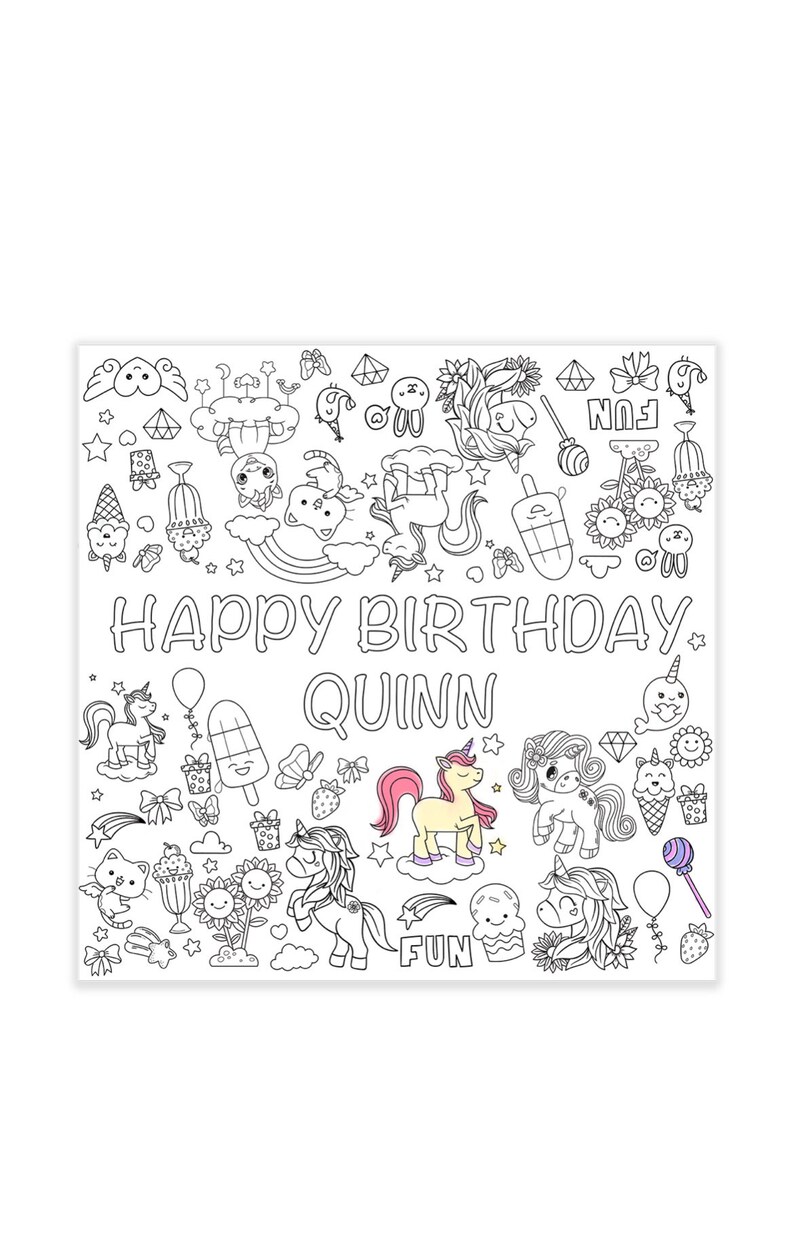 Unicorn Colouring in Table Runner Waterproof Vinyl 2 Sizes Available - Etsy