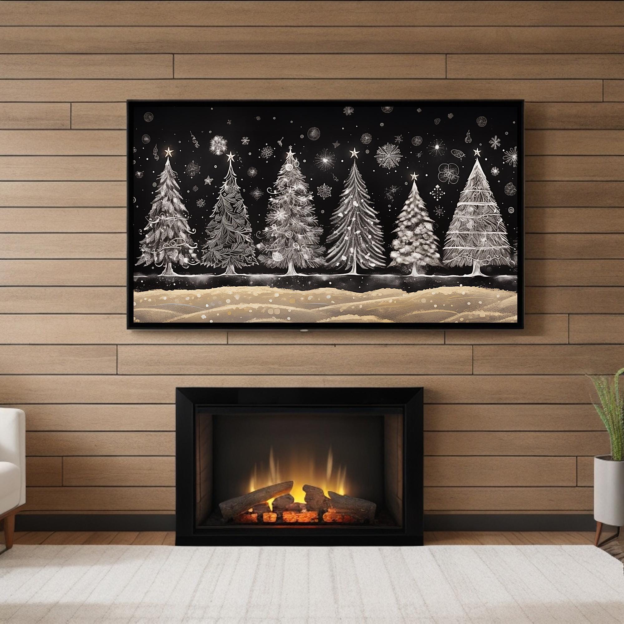Christmas Trees Chalkboard Frame Art, Black Farmhouse Digital Download ...