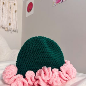 Handmade Crochet Ruffle Bucket Hat | Alpha Kappa Alpha Sorority - Etsy