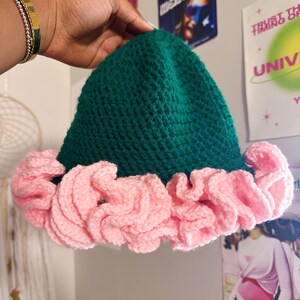 Handmade Crochet Ruffle Bucket Hat | Alpha Kappa Alpha Sorority - Etsy