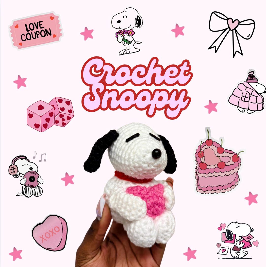 Crochet Snoopy Plushie | Mini Snoopy Holding Heart