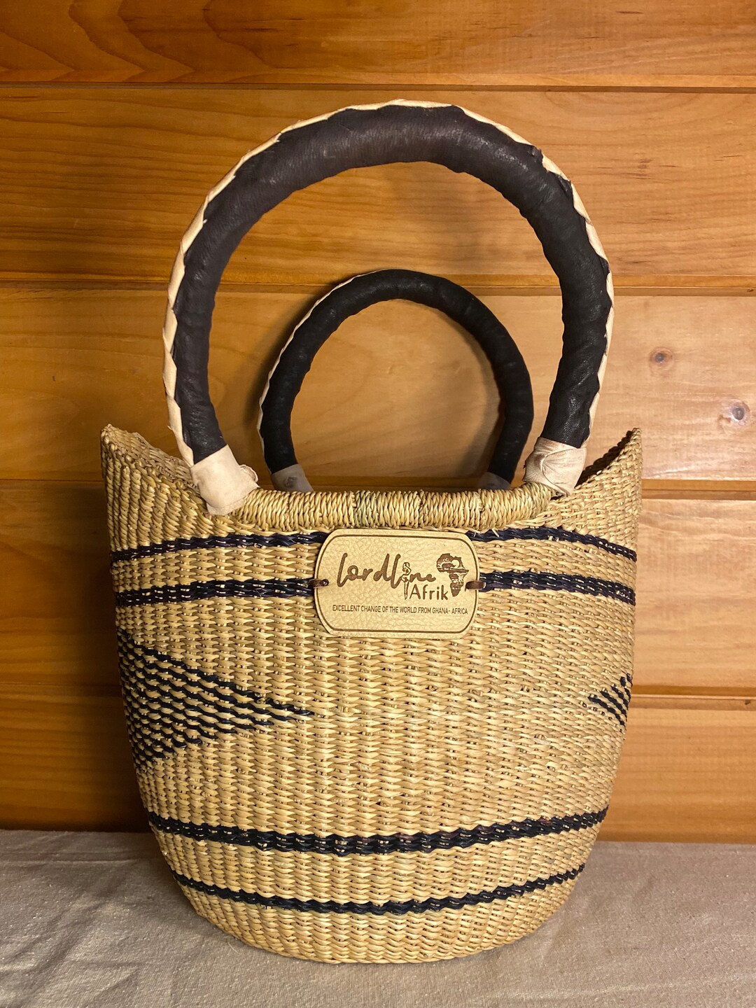 Medium-sized Handwoven Shopping Basket From Ghana- Beige and Black - Etsy