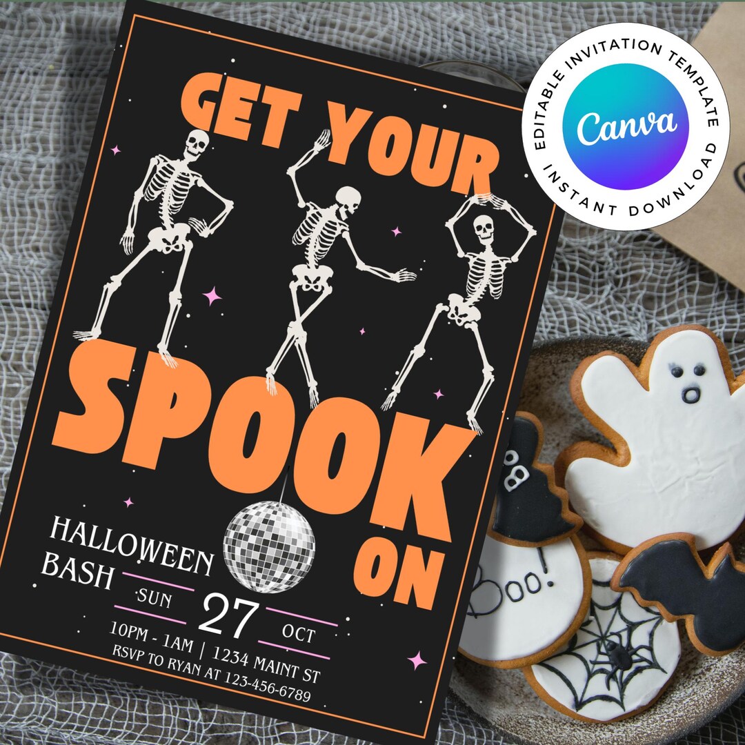 EDITABLE Get Your Spook on Halloween Party Invitation Halloween Party ...