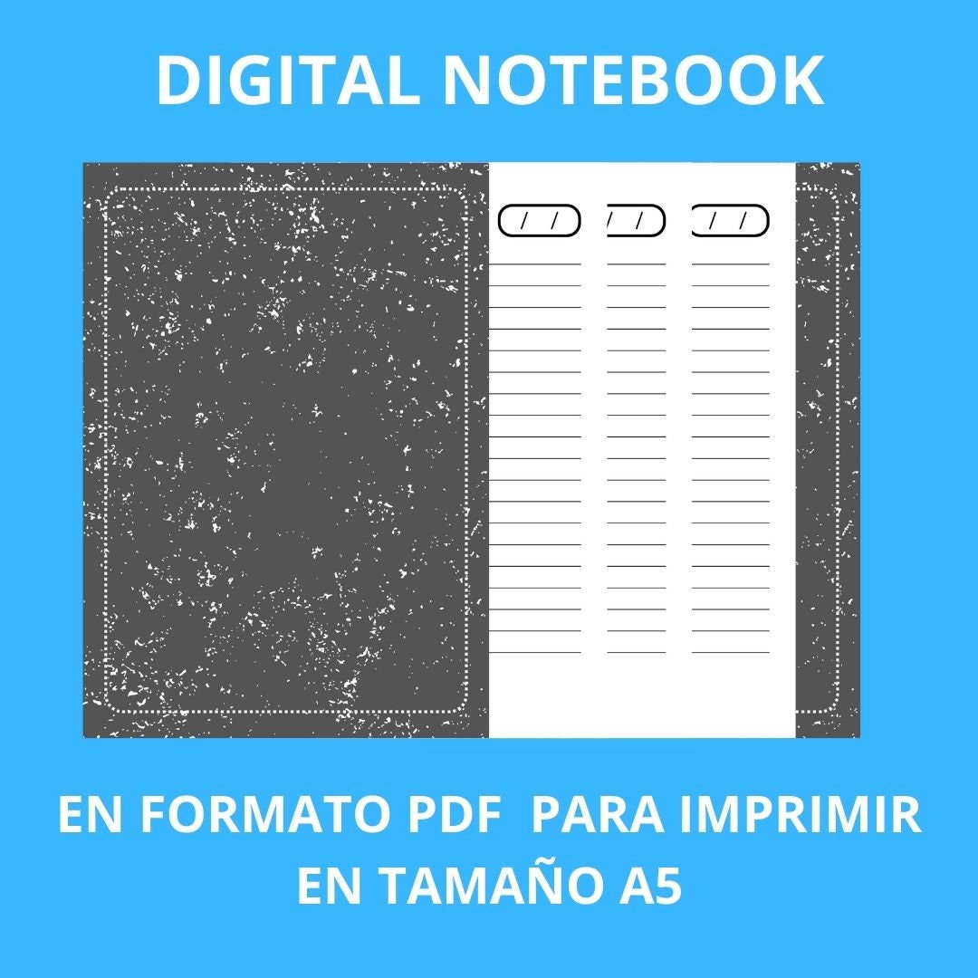 Print Digital Notebook Pdf, Digital Notebook, Lined Journal, Bullet ...