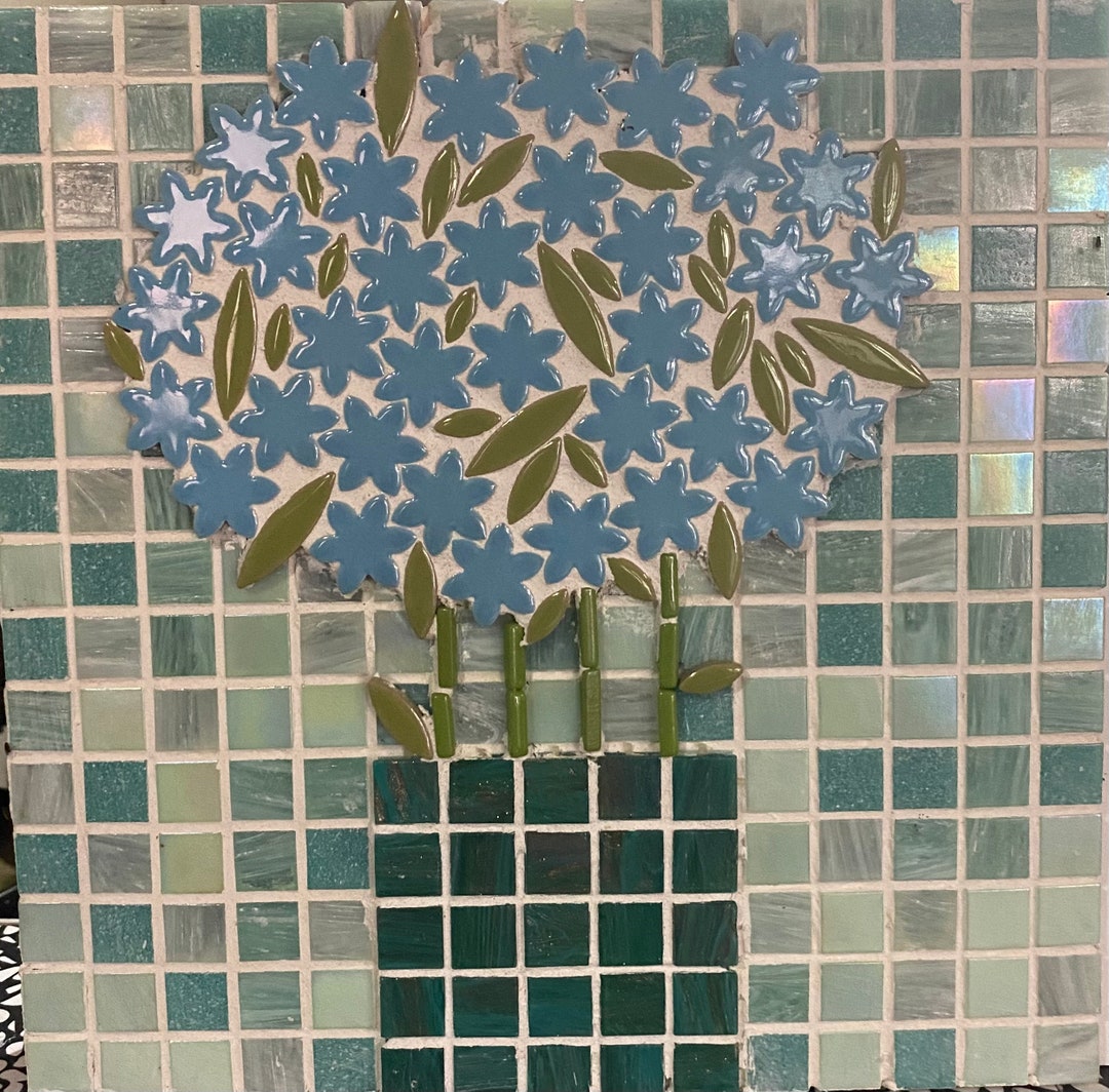 Mosaic Baby Blue Freestanding Art Kdart2020 - Etsy