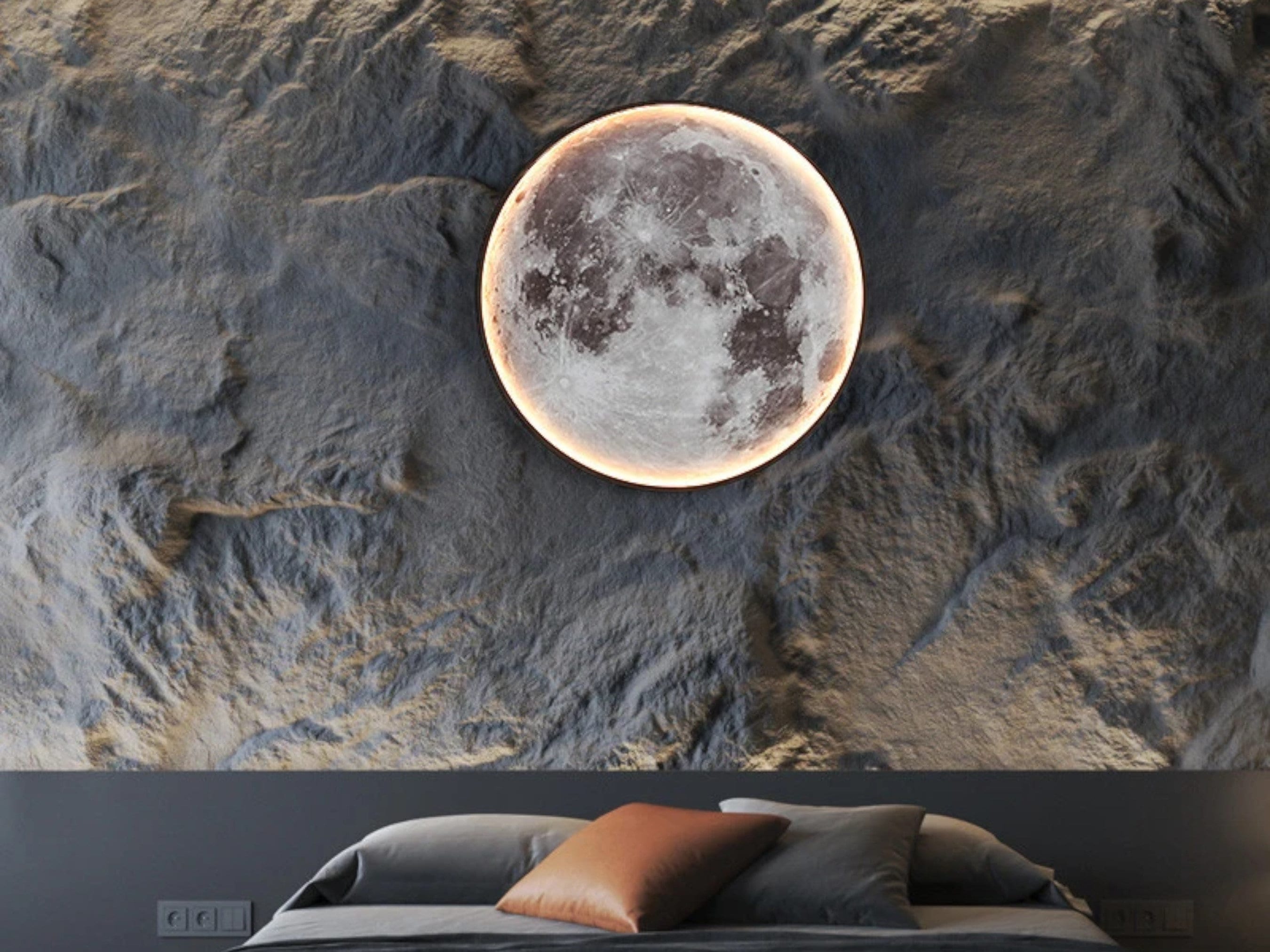 Modern Moon Wall Lamp LED Light Source, Dimmable, Remote Control ...