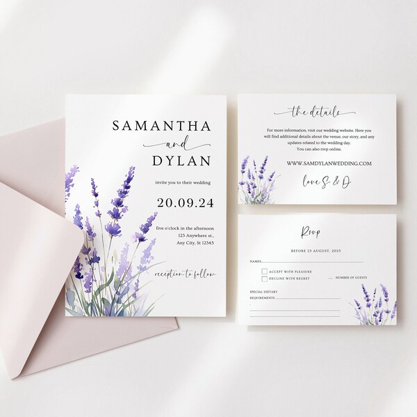 Lavender Invitations - Etsy