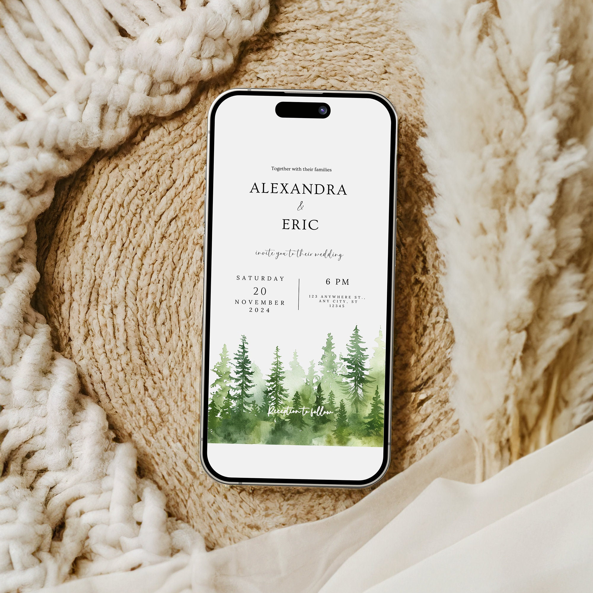 Forest Wedding Invitation Forest Invitation Woodland Wedding Green ...