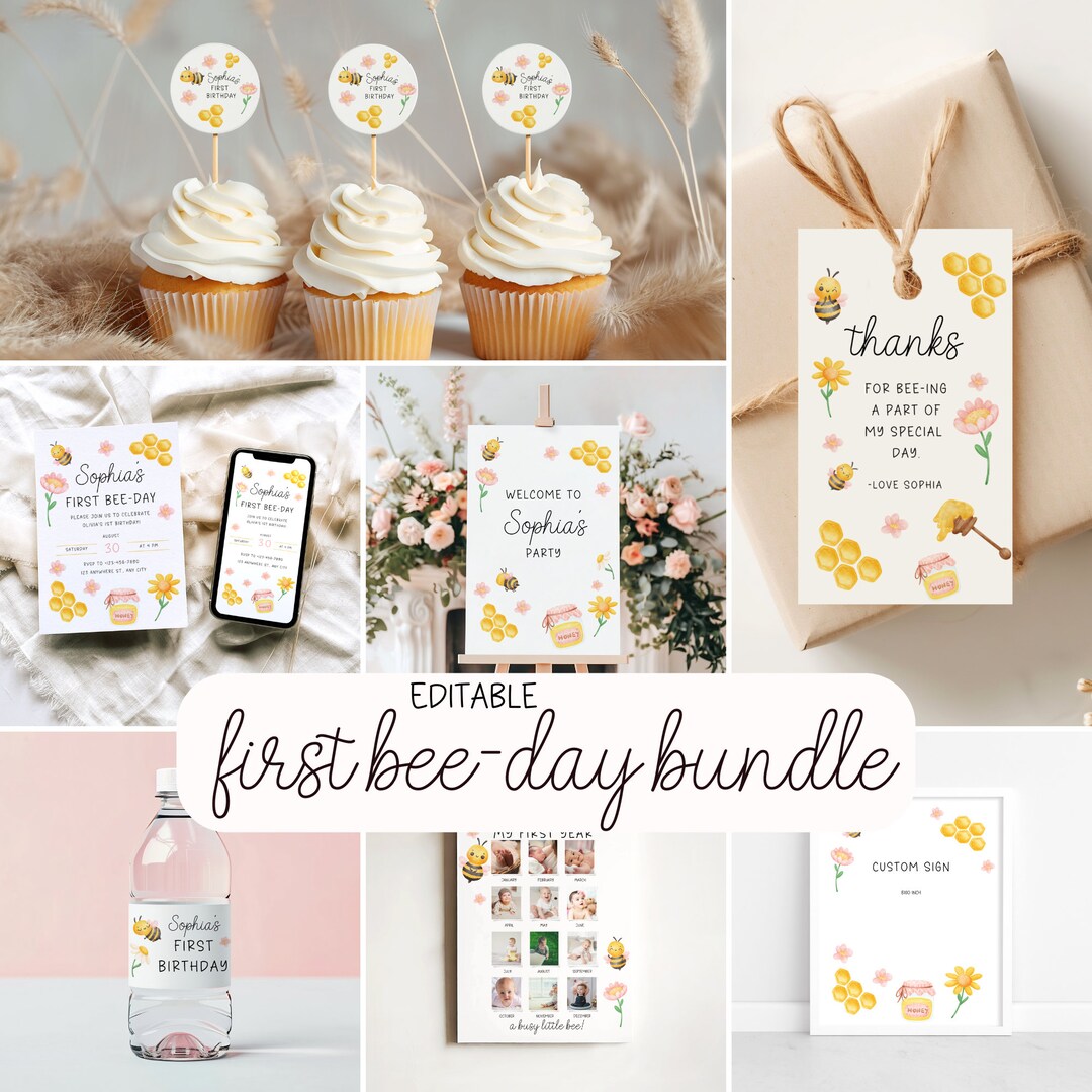 First Birthday Party Bundle 1st Bee-day Party Bee Birthday Party Bundle ...
