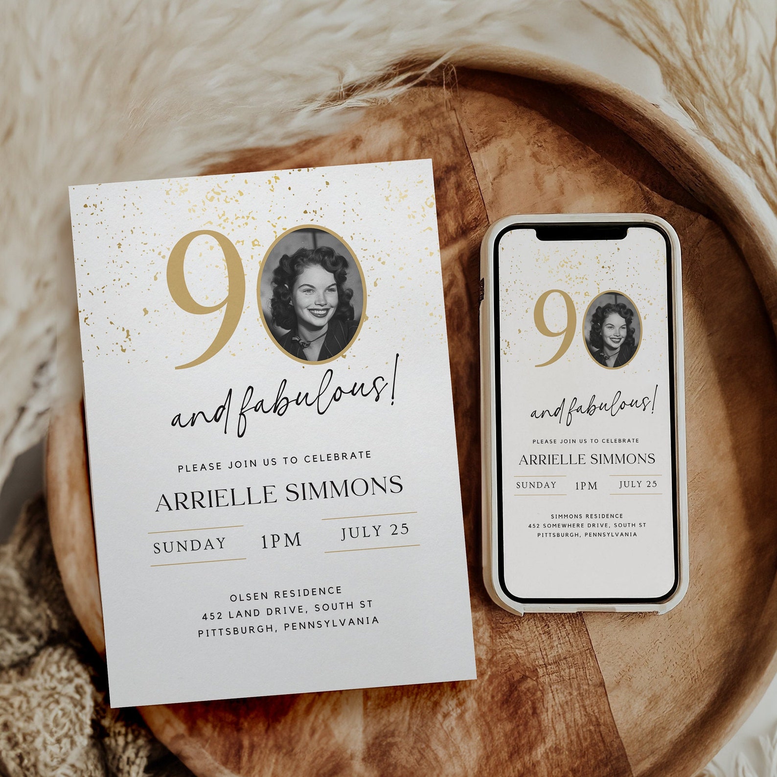 90th Birthday Party Invitation 90th Invite 90th Nvitation Invitation ...