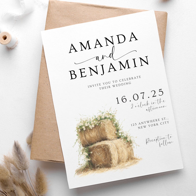 Farm Wedding Invitation Farm Wedding Invite Editable Wedding Invitation ...