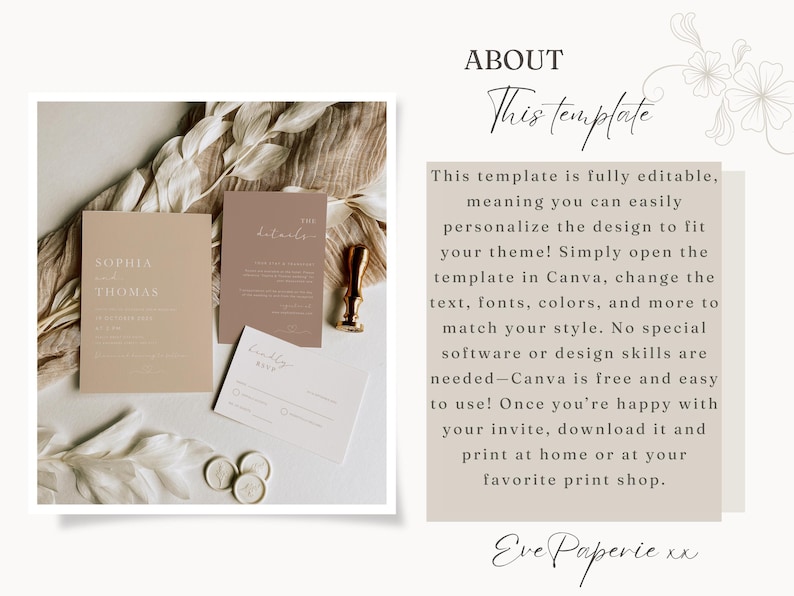 Beige Wedding Invitation Template Mocha Wedding Invitation Suite ...