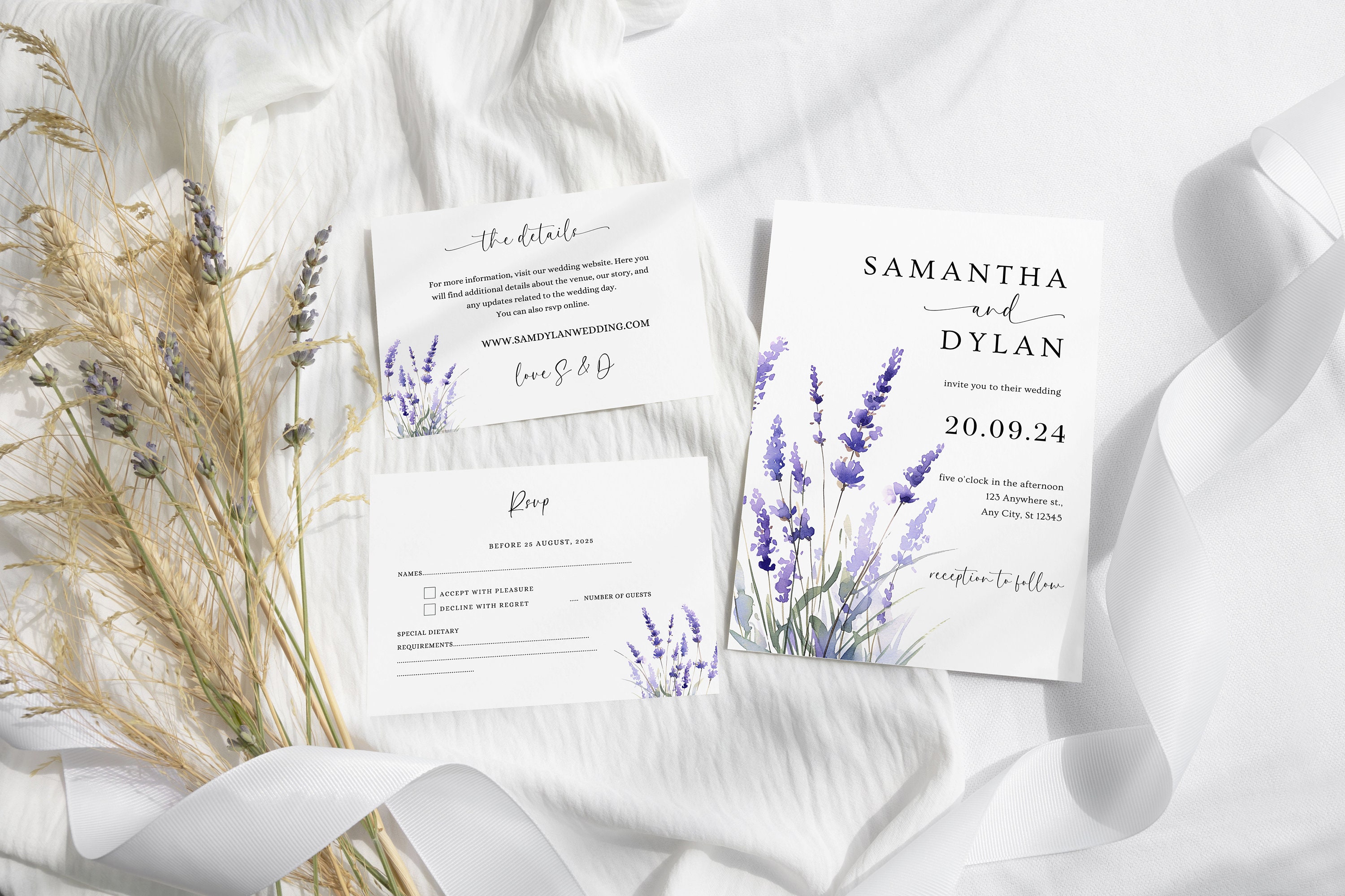 Lavender Wedding Invite Suite Lavender Wedding Evite Purple Wedding ...