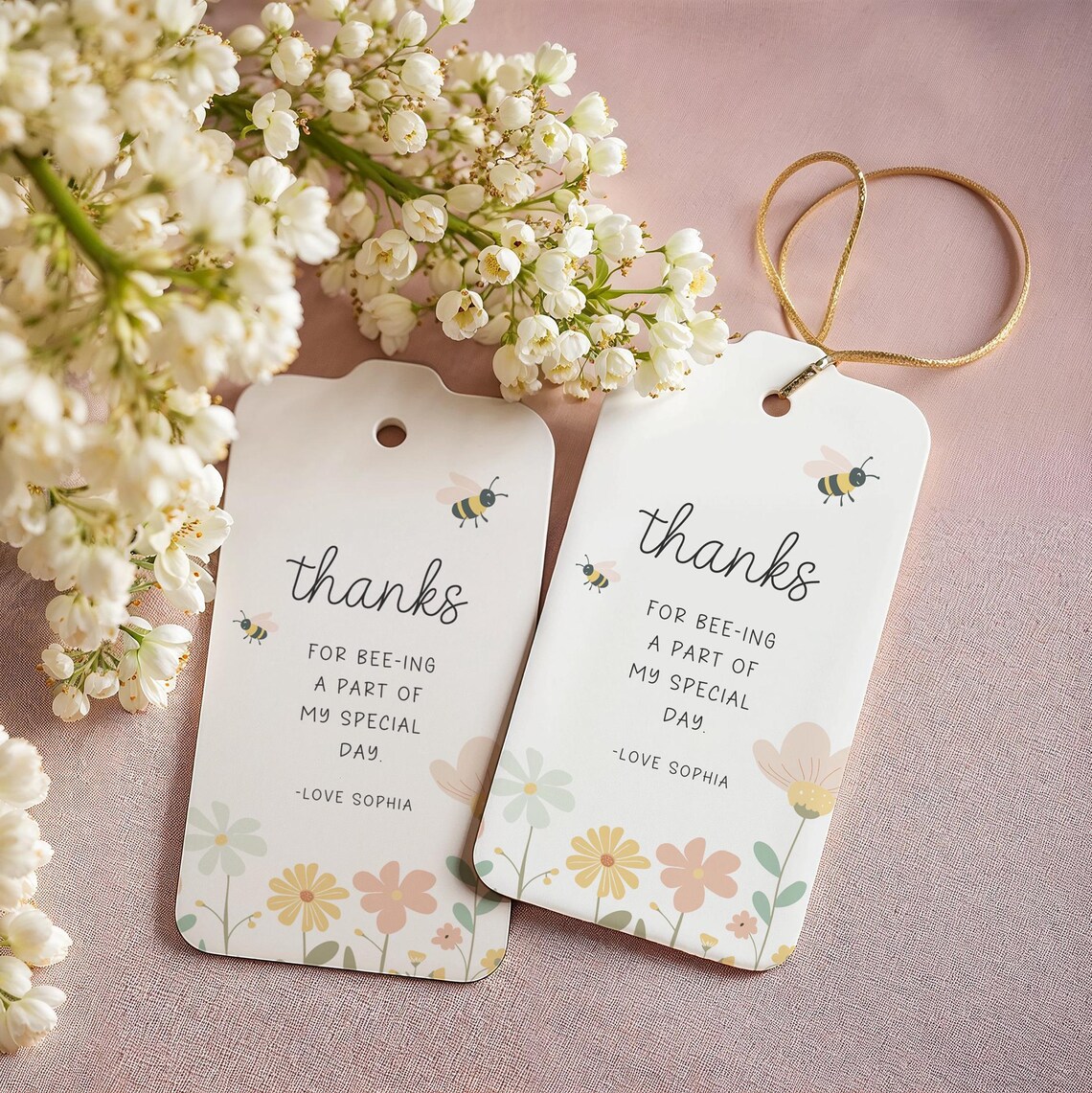 Bee Thank You Tags Party Favor Tags Bumble Bee First Birthday Decor ...