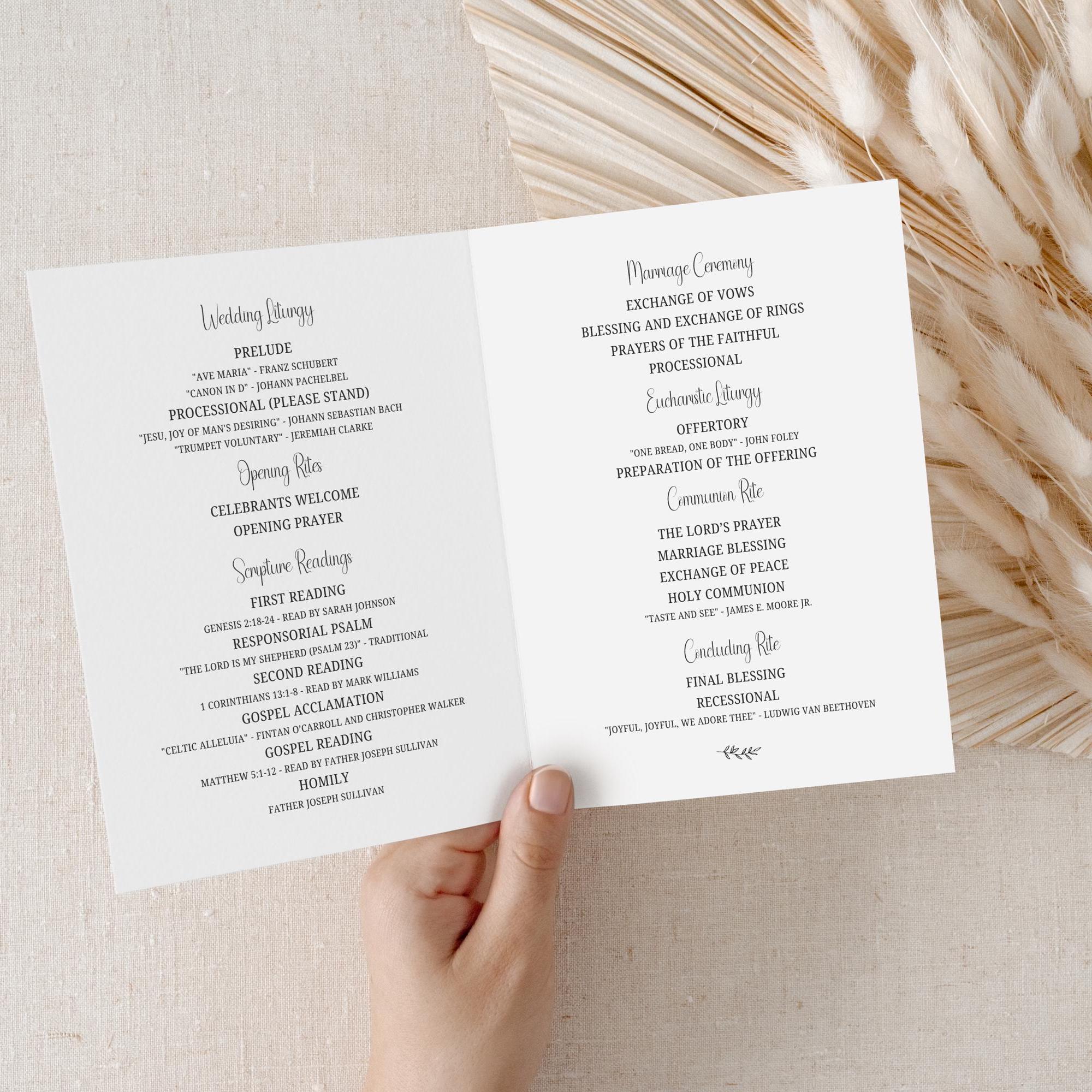 Catholic Wedding Program Template Church Program Ceremony Program ...