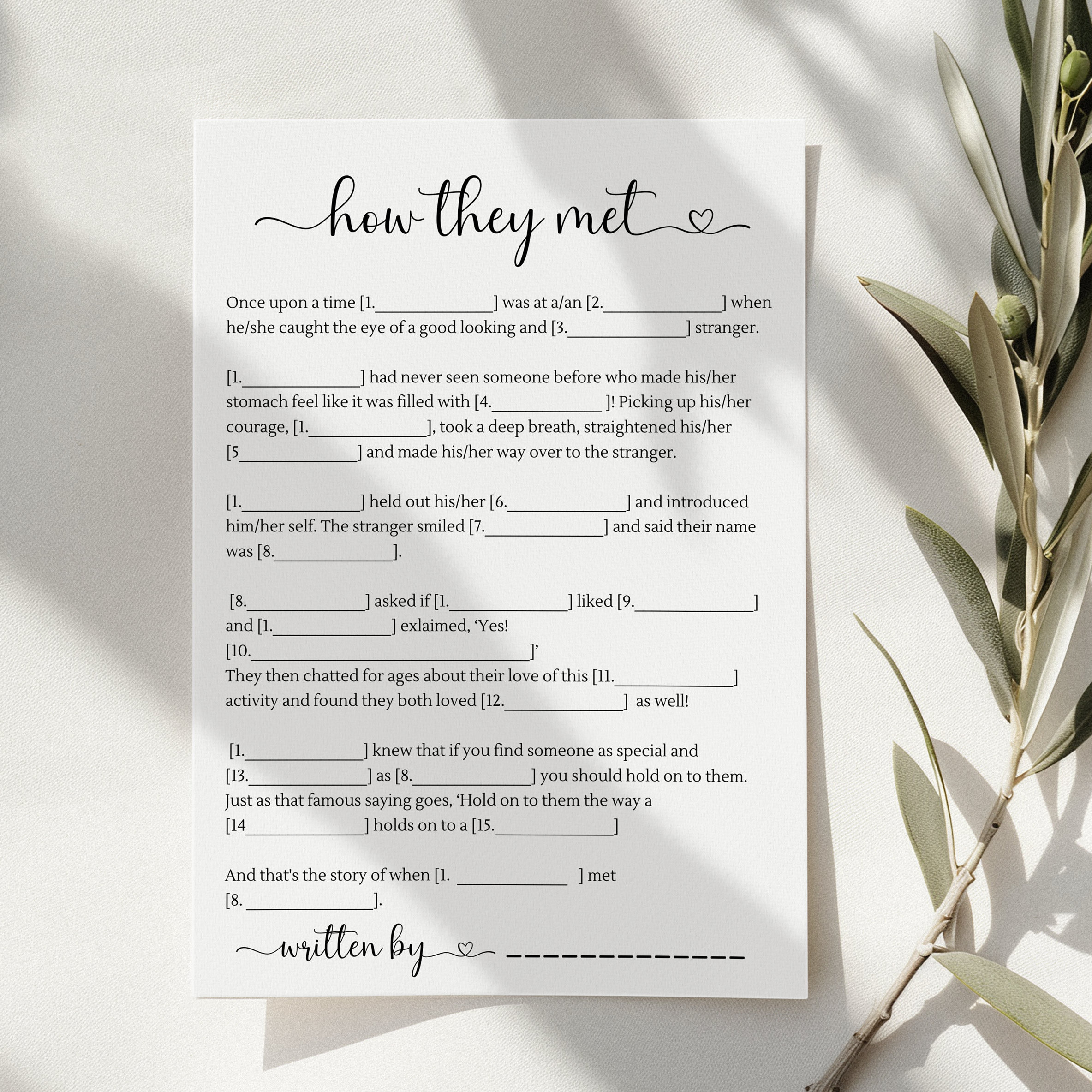 Bachelorette Mad Libs How They Met Mad Libs Funny Wedding Mad Libs ...