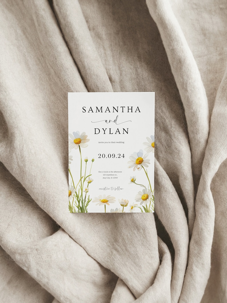 Daisy Wedding Invitation Template Daisy Wedding Invite Suite Editable ...