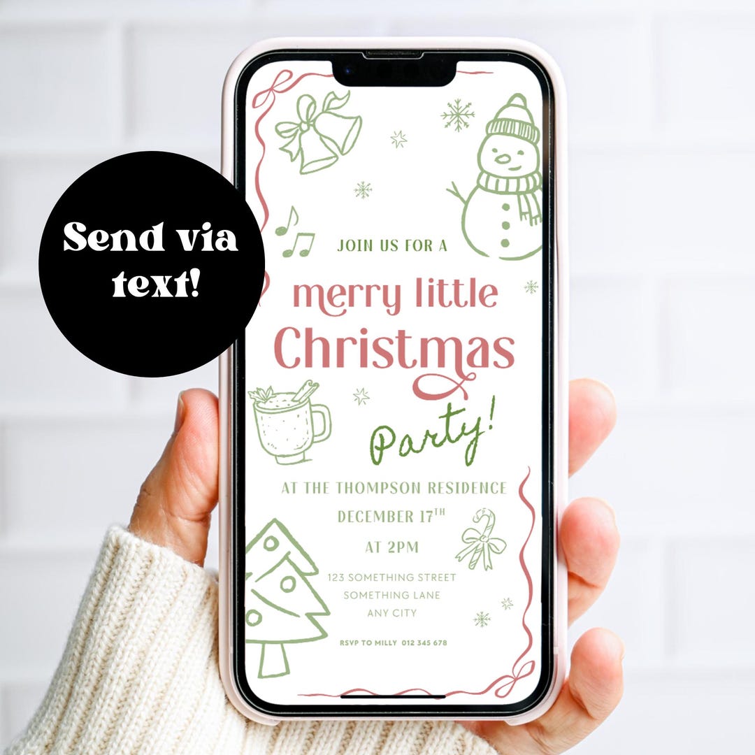Digital Office Christmas Party Evite Editable Merry Little Christmas ...