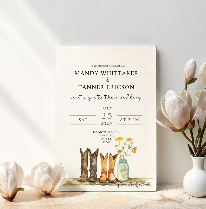 Country Wedding Invitation Country Wedding Invite Barn Wedding Cowboy ...