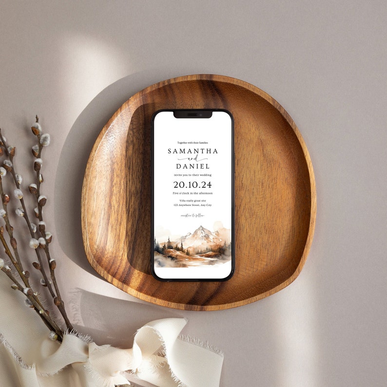 Mountain Wedding Invitation Template Mountain Wedding Invite Editable ...