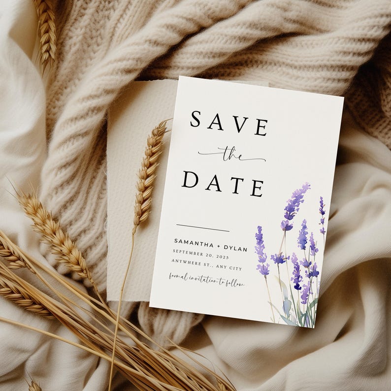 Lavender Save the Date Template Simple Save the Date Canva Template - Etsy
