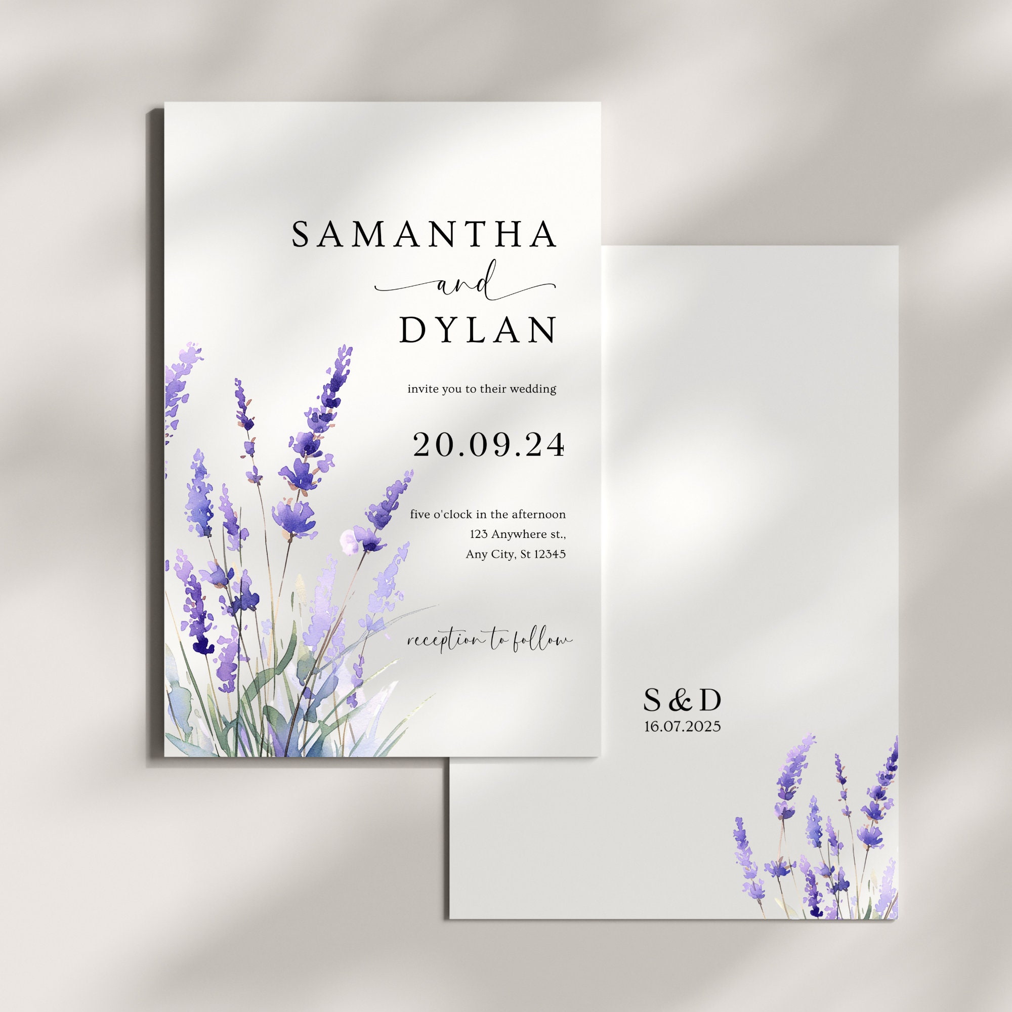 Lavender Wedding Invitation Template Lavender Wedding Invitation Suite ...