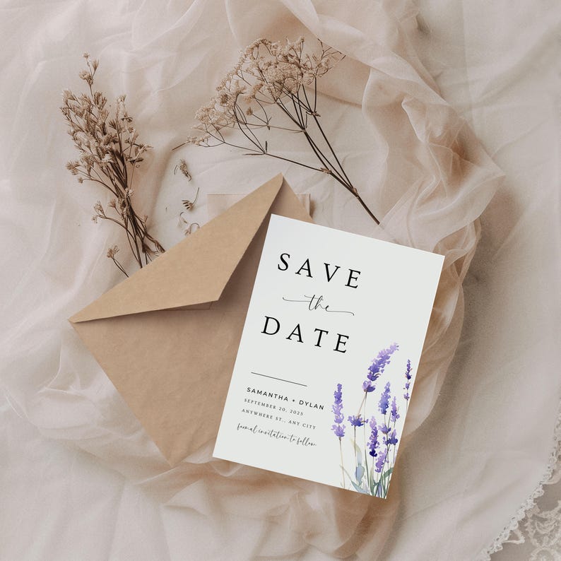 Lavender Save the Date Template Simple Save the Date Canva Template - Etsy