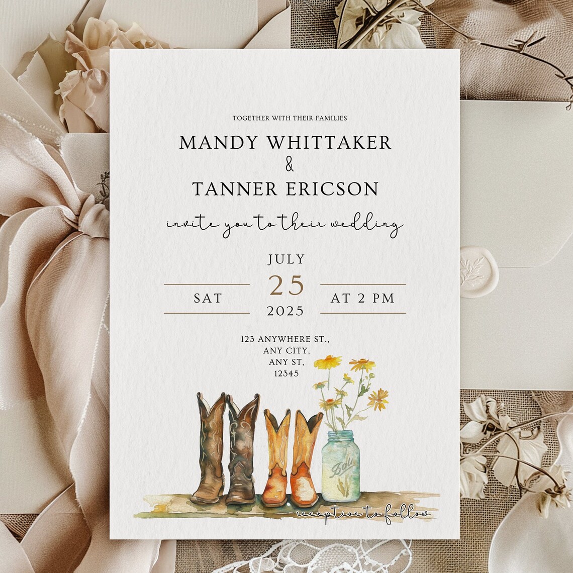 Country Wedding Invitation Country Wedding Invite Barn Wedding Cowboy ...