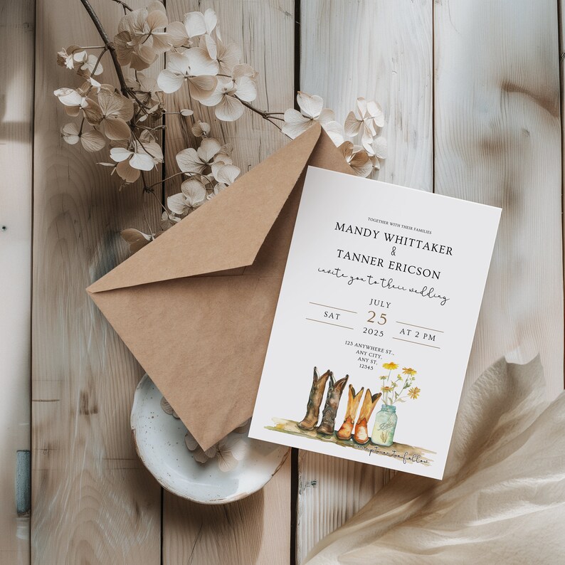 Country Wedding Invitation Country Wedding Invite Barn Wedding Cowboy ...