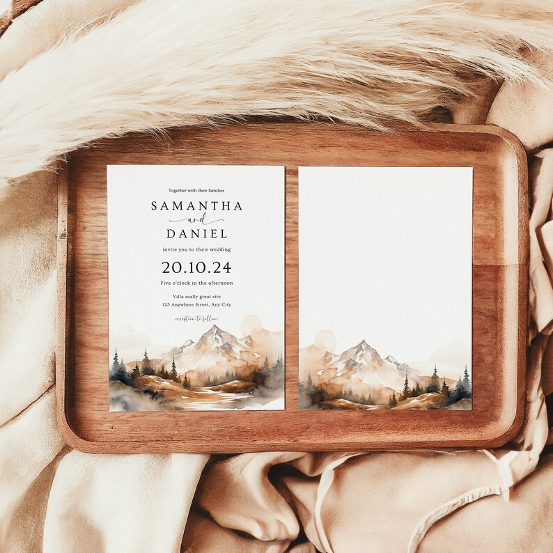 Mountain Wedding Invitation Template Mountain Wedding Invite Editable ...