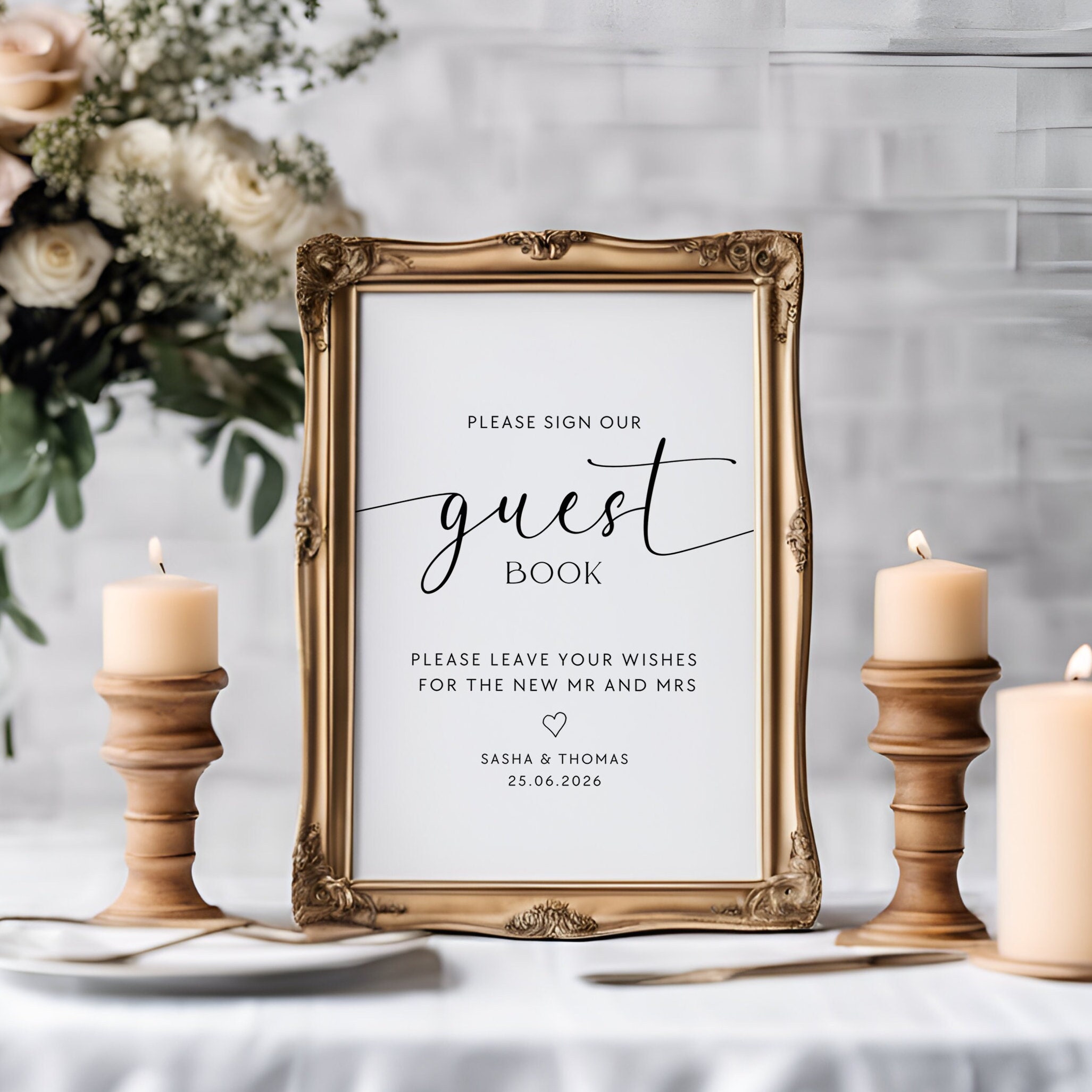 Minimalist Please Sign Our Guest Book Editable Guest Book Sign Modern ...