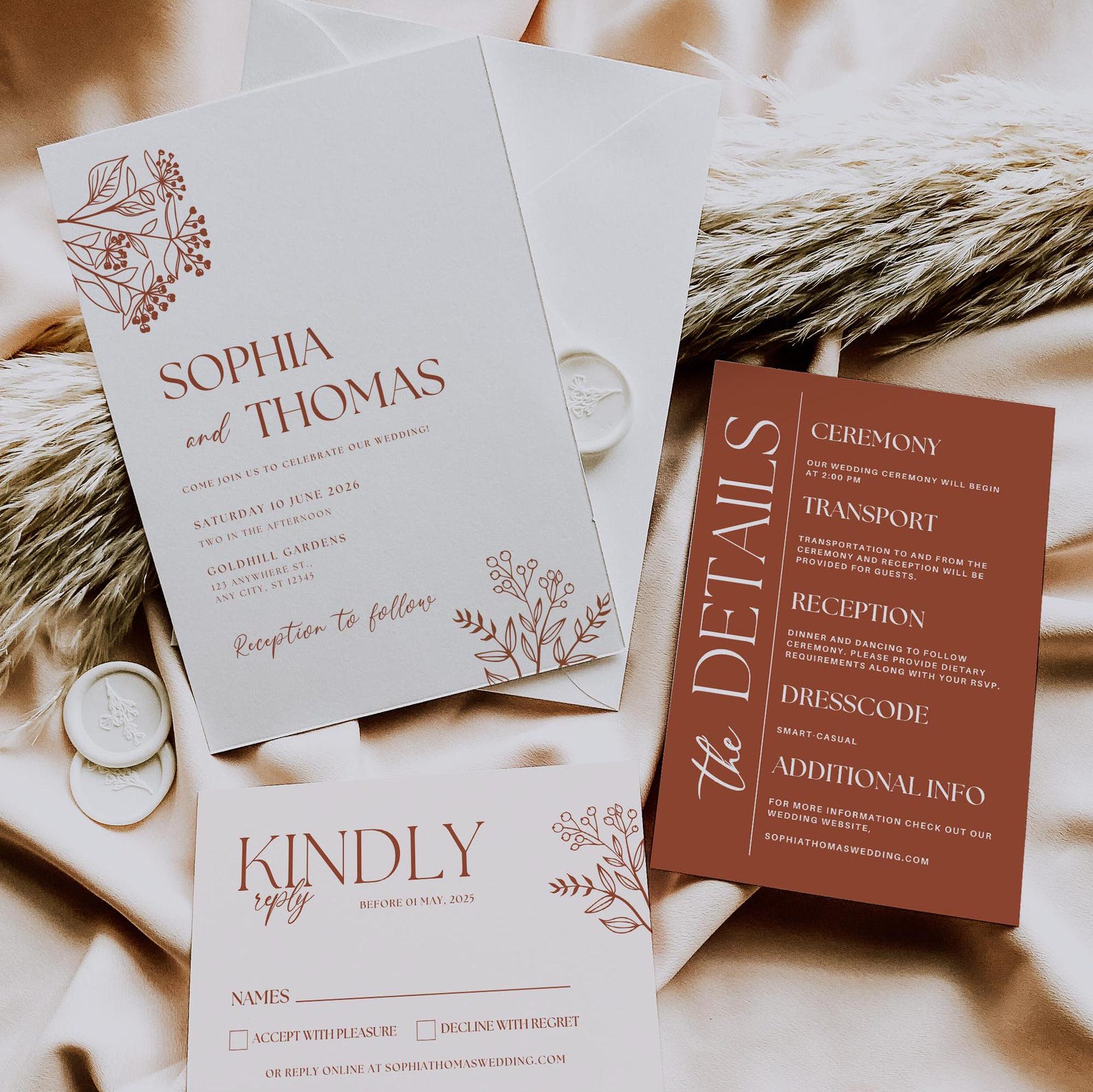 Fall Wedding Invitation Template Boho Wedding Invitation Fall Wedding ...