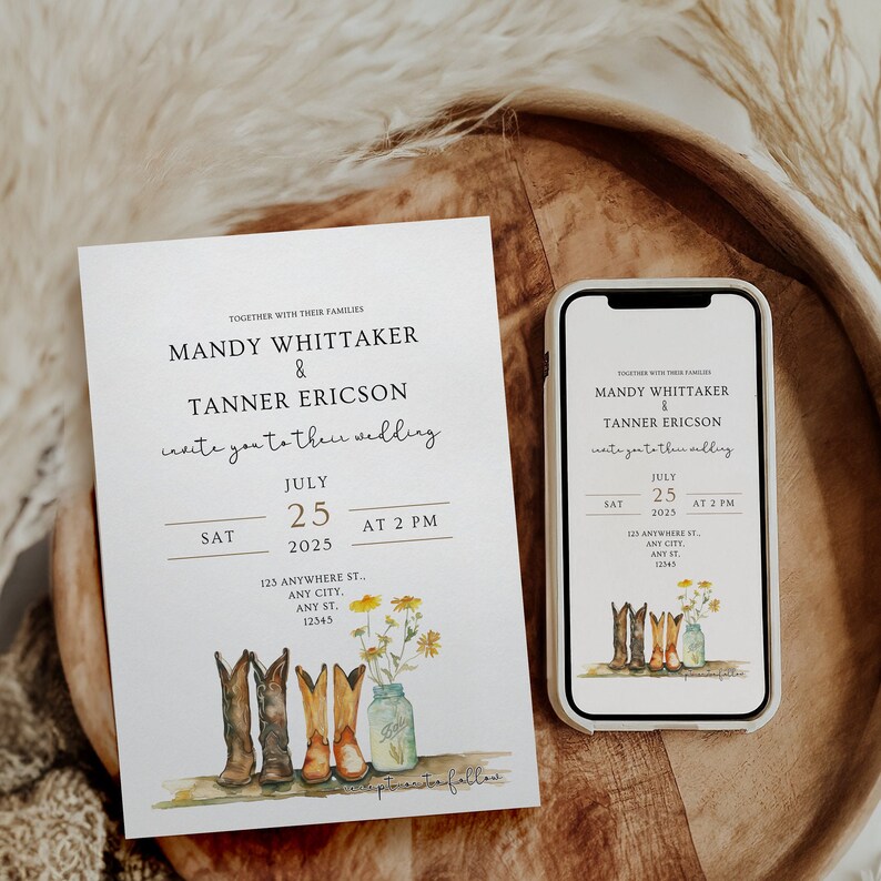 Country Wedding Invitation Country Wedding Invite Barn Wedding Cowboy ...