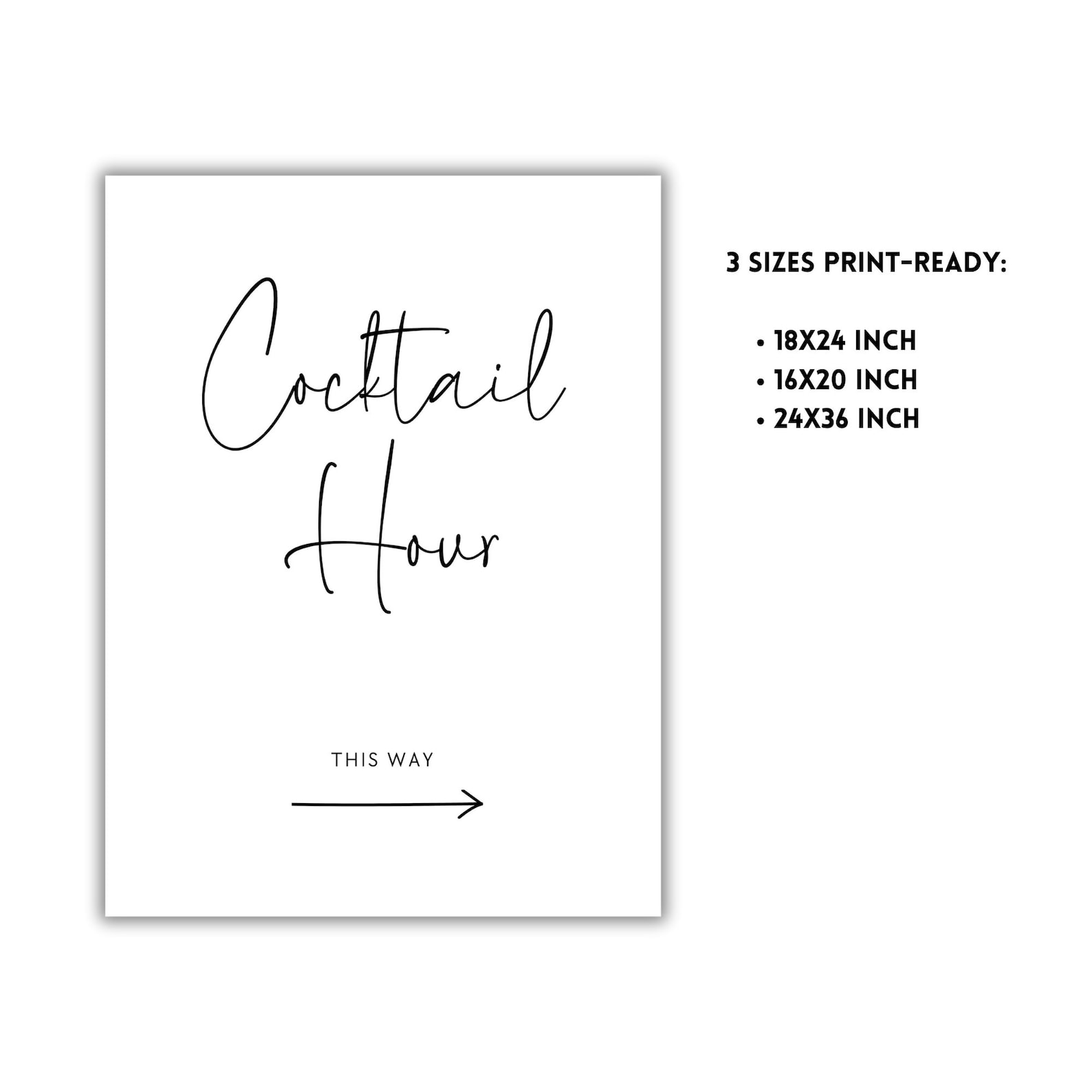 Cocktail Hour Sign Editable Cocktail Sign Template Cocktail Bar ...