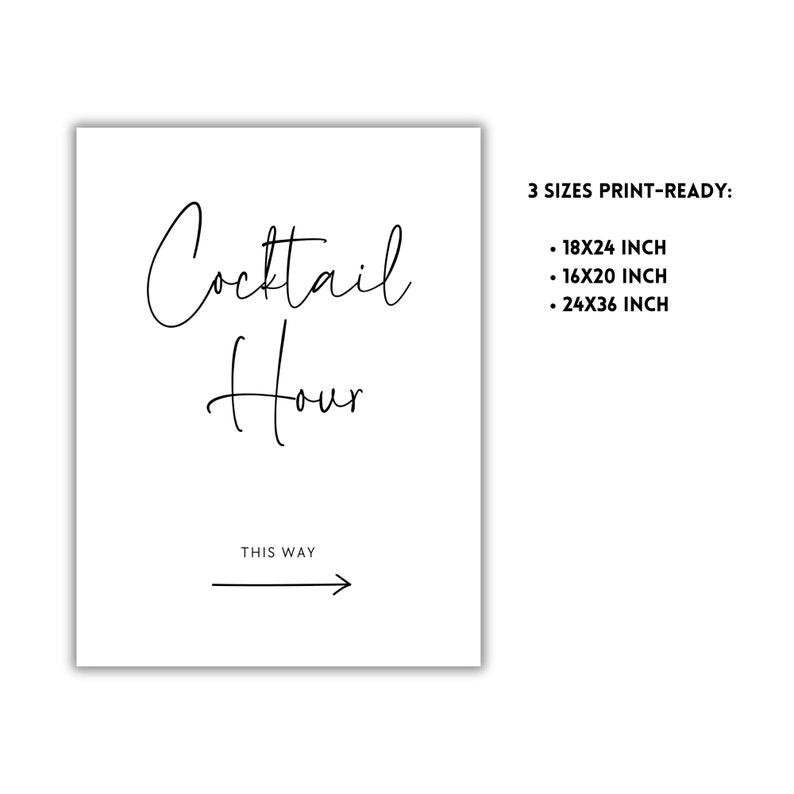 Cocktail Hour Sign Editable Cocktail Sign Template Cocktail Bar ...