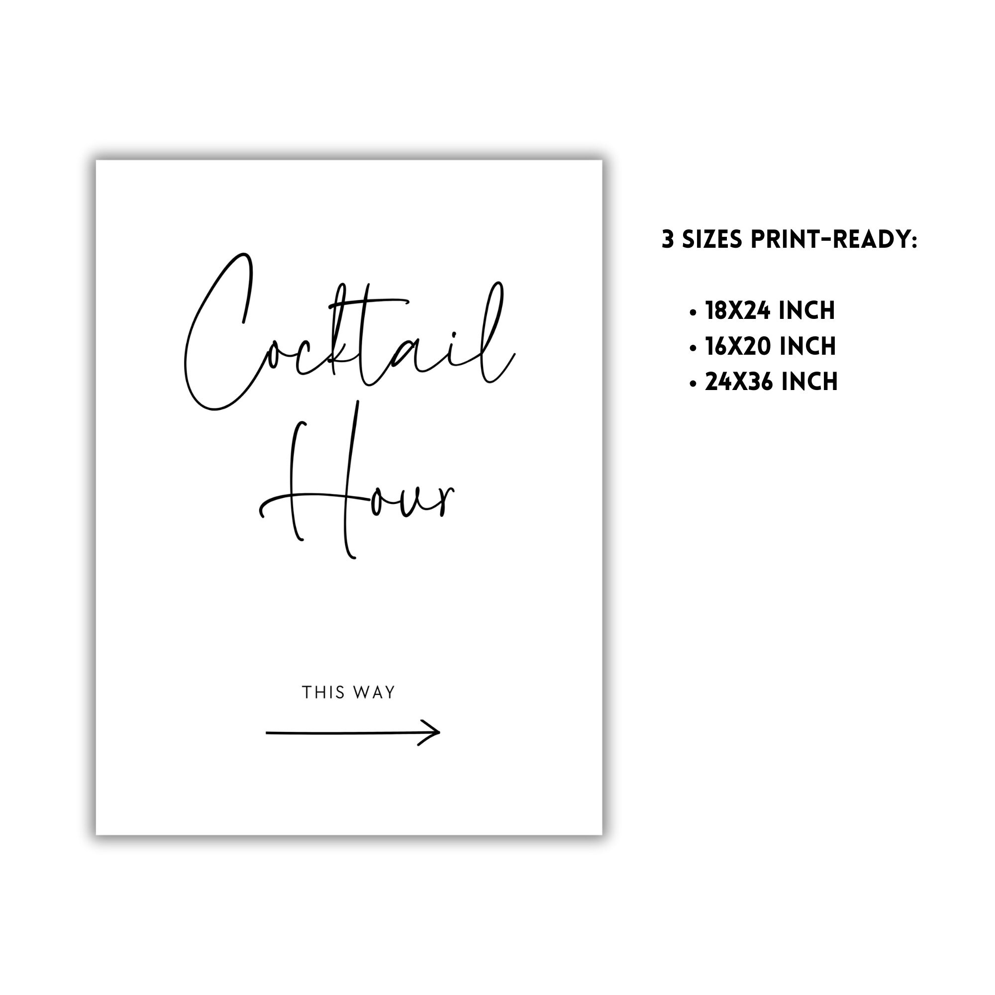 Cocktail Hour Sign Editable Cocktail Sign Template Cocktail Bar ...