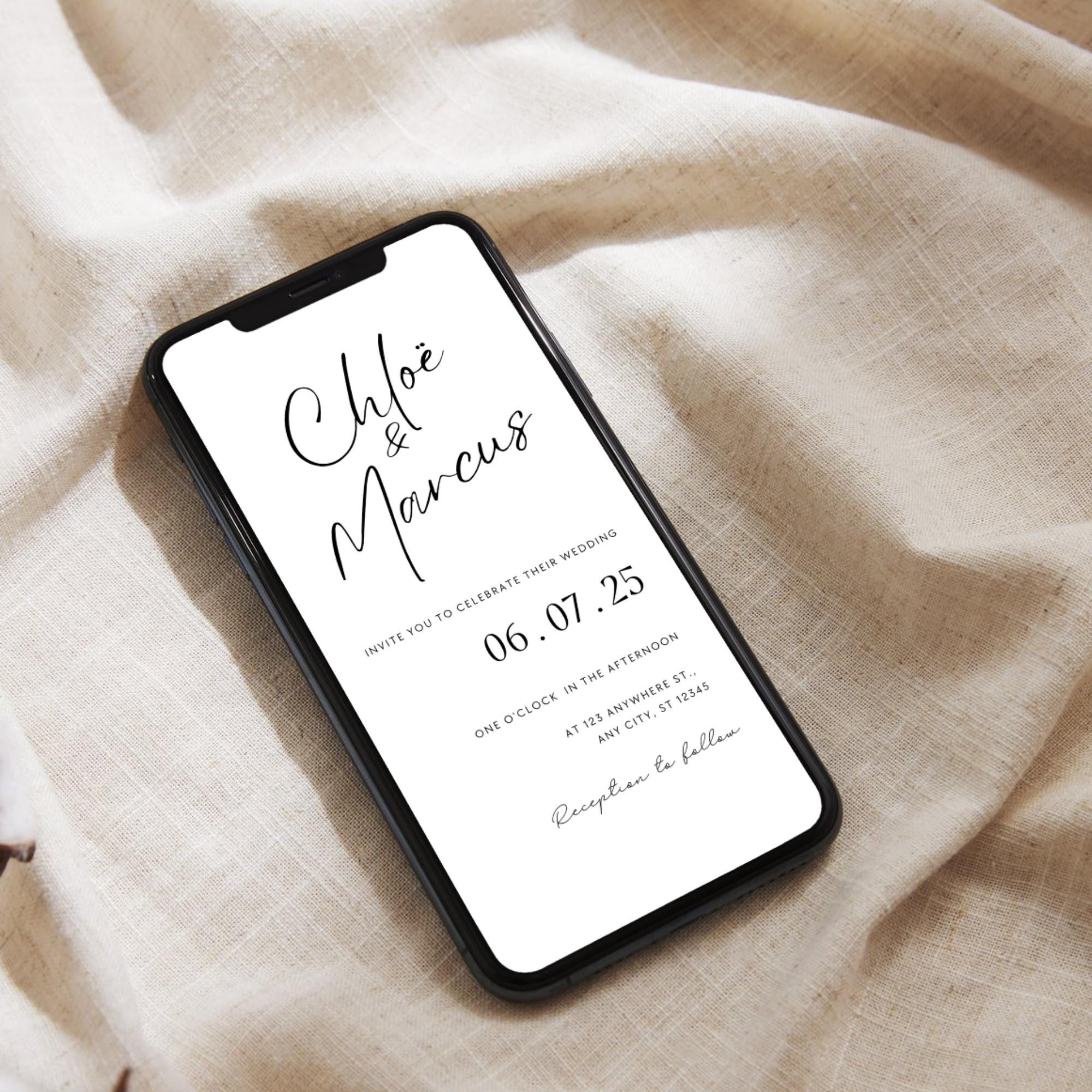 Minimalist Electronic Wedding Invitation Evite Wedding Digital Modern ...