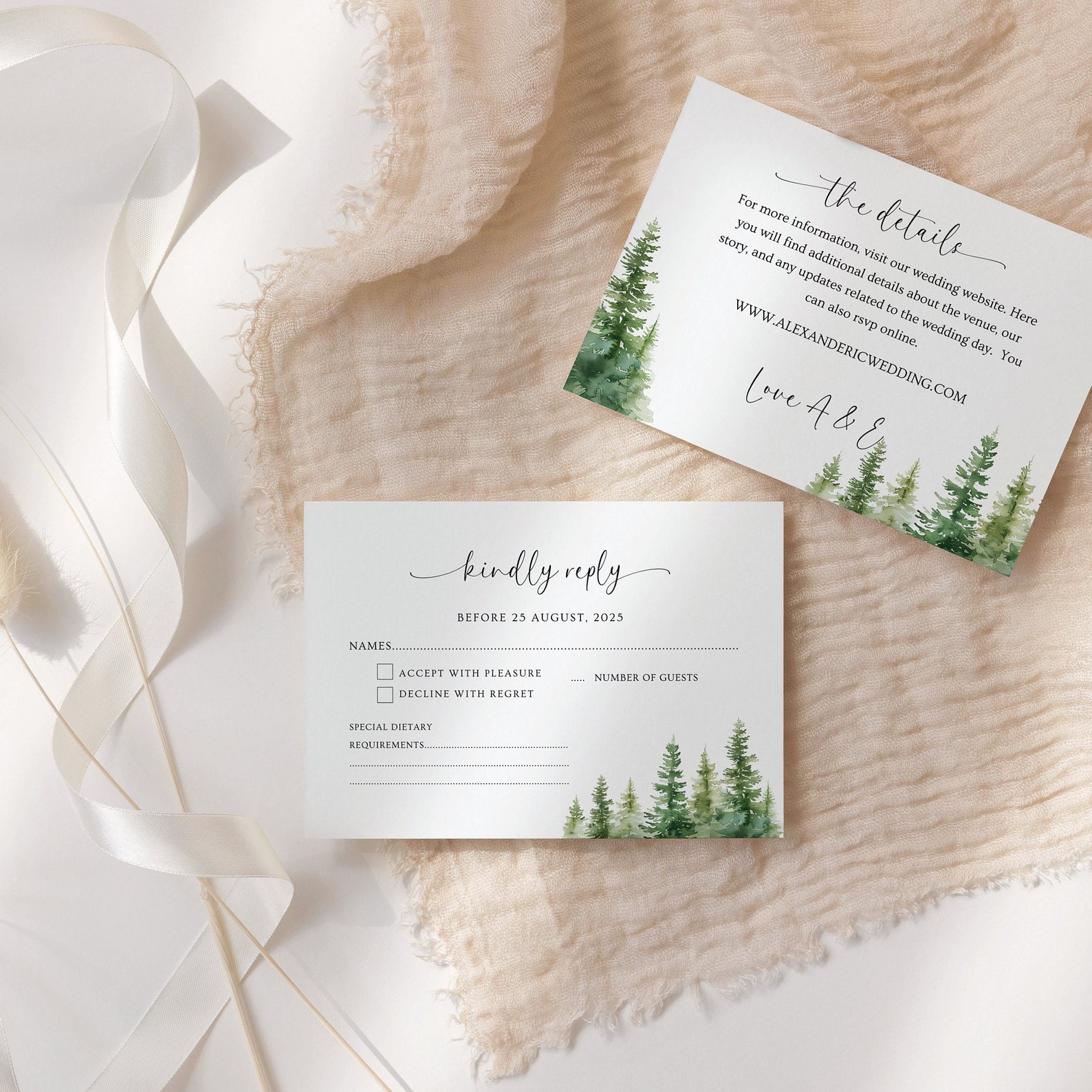 Forest Wedding Invitation Forest Invitation Woodland Wedding Green ...