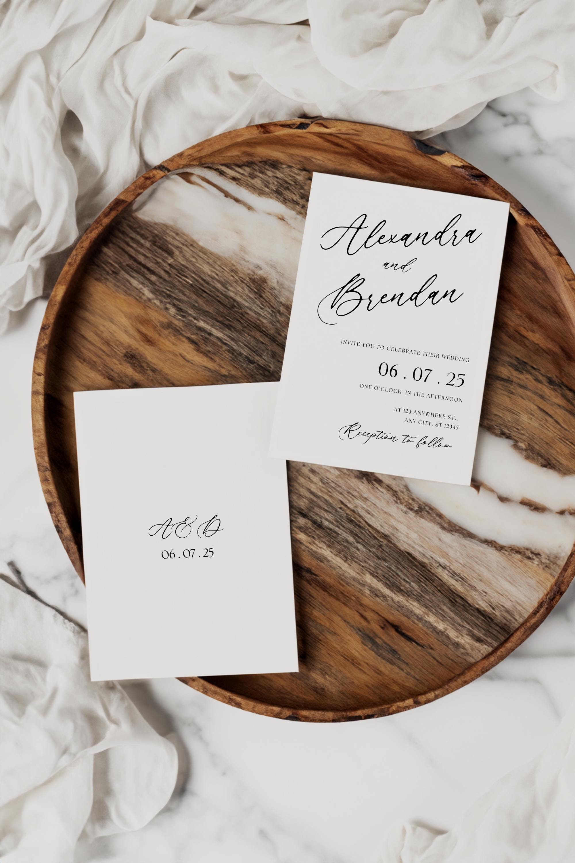 Modern Calligraphy Wedding Invites Minimalistic Wedding Invitation ...