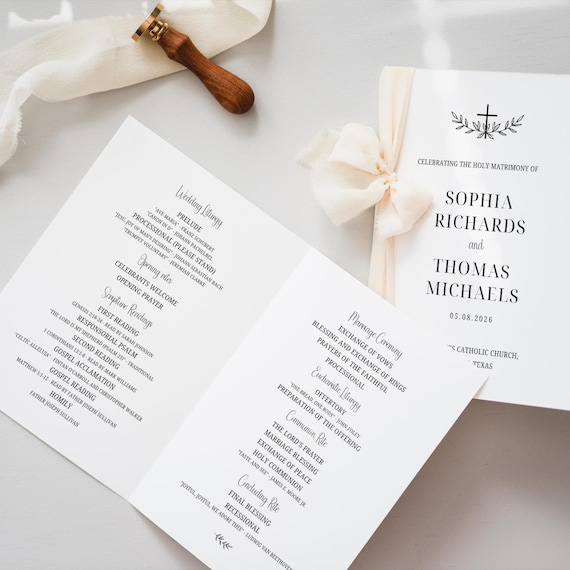 Catholic Wedding Ceremony Mass Printable Diy Program Template Etsy