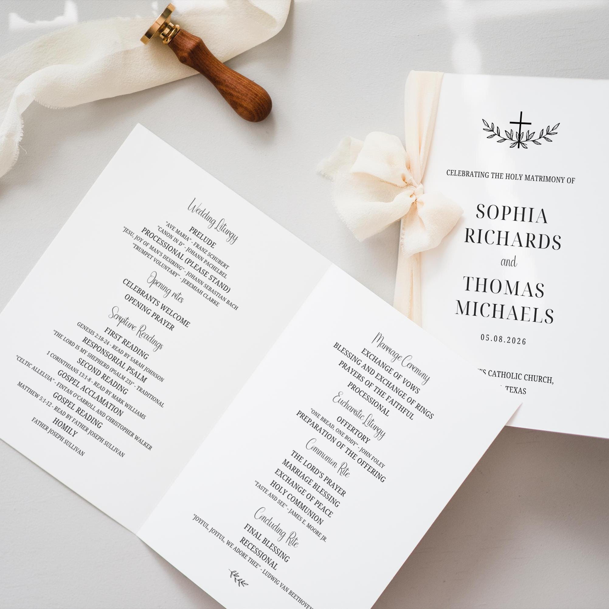 Catholic Wedding Program Template Church Program Ceremony Program ...