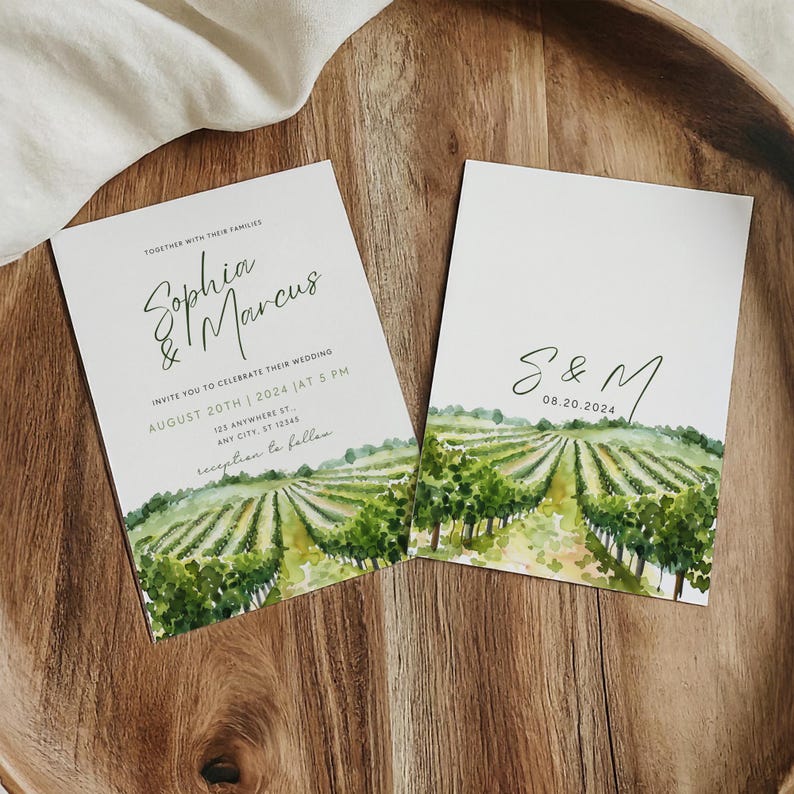 Vineyard Wedding Invitation Napa Wedding Invitation Winery Wedding Suite Country Wedding ...