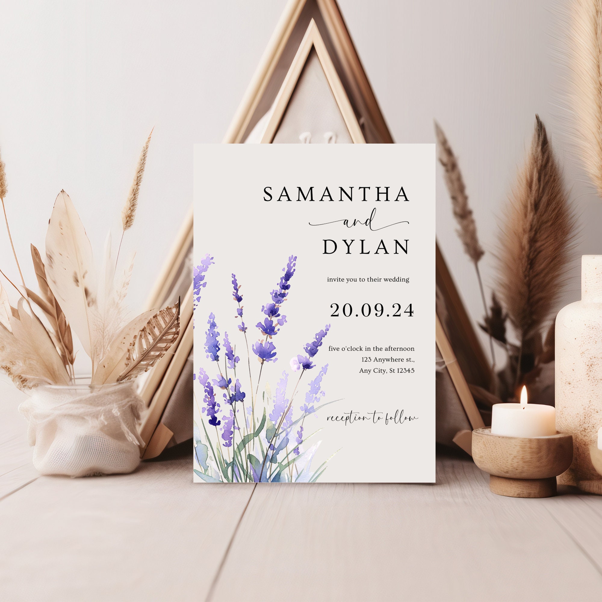 Lavender Wedding Invitation Template Lavender Wedding Invitation Suite ...