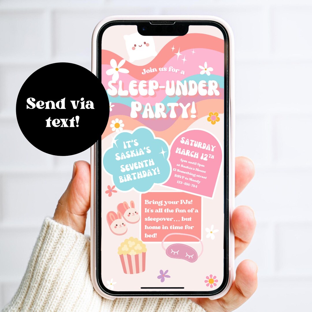Digital Sleep Under Invite Half Sleepover Invite Sleep Under Evite ...