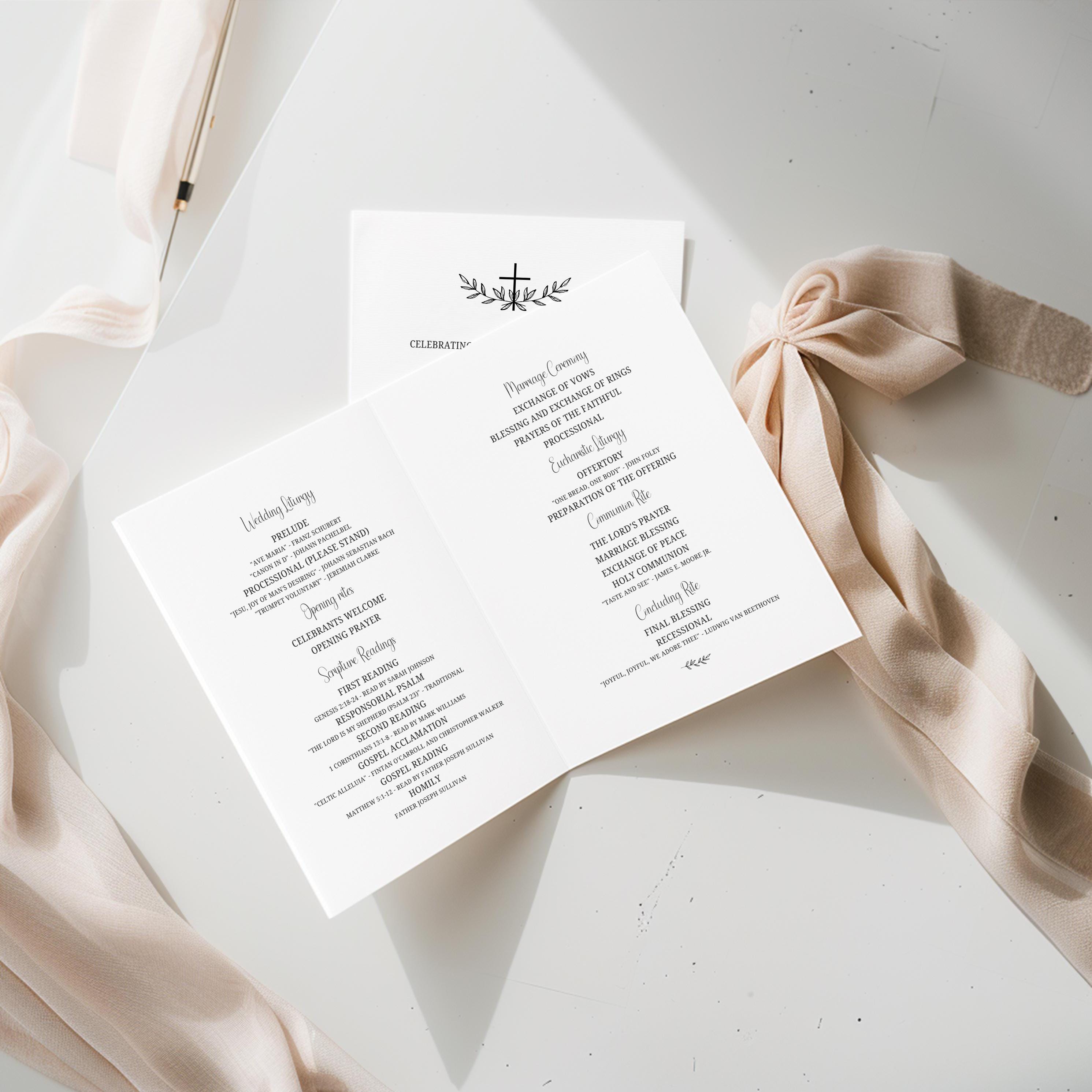 Catholic Wedding Program Template Church Program Ceremony Program ...
